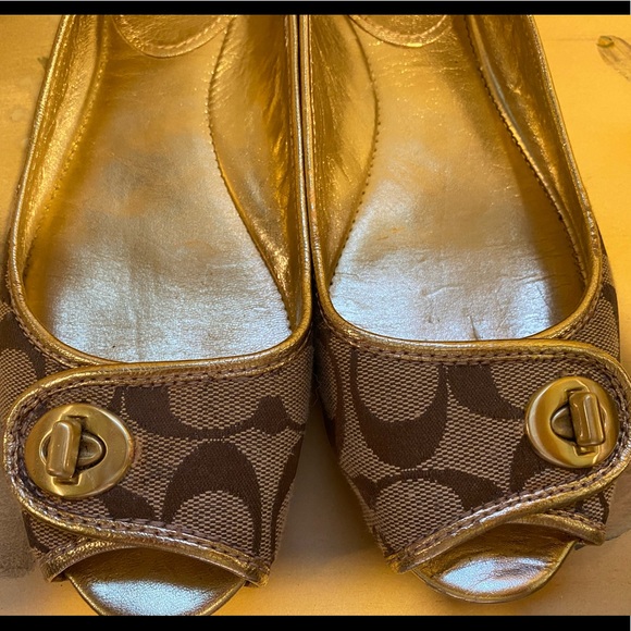 Coach | Shoes | Coach Signature Open Toe Ballerina Flat | Poshmark